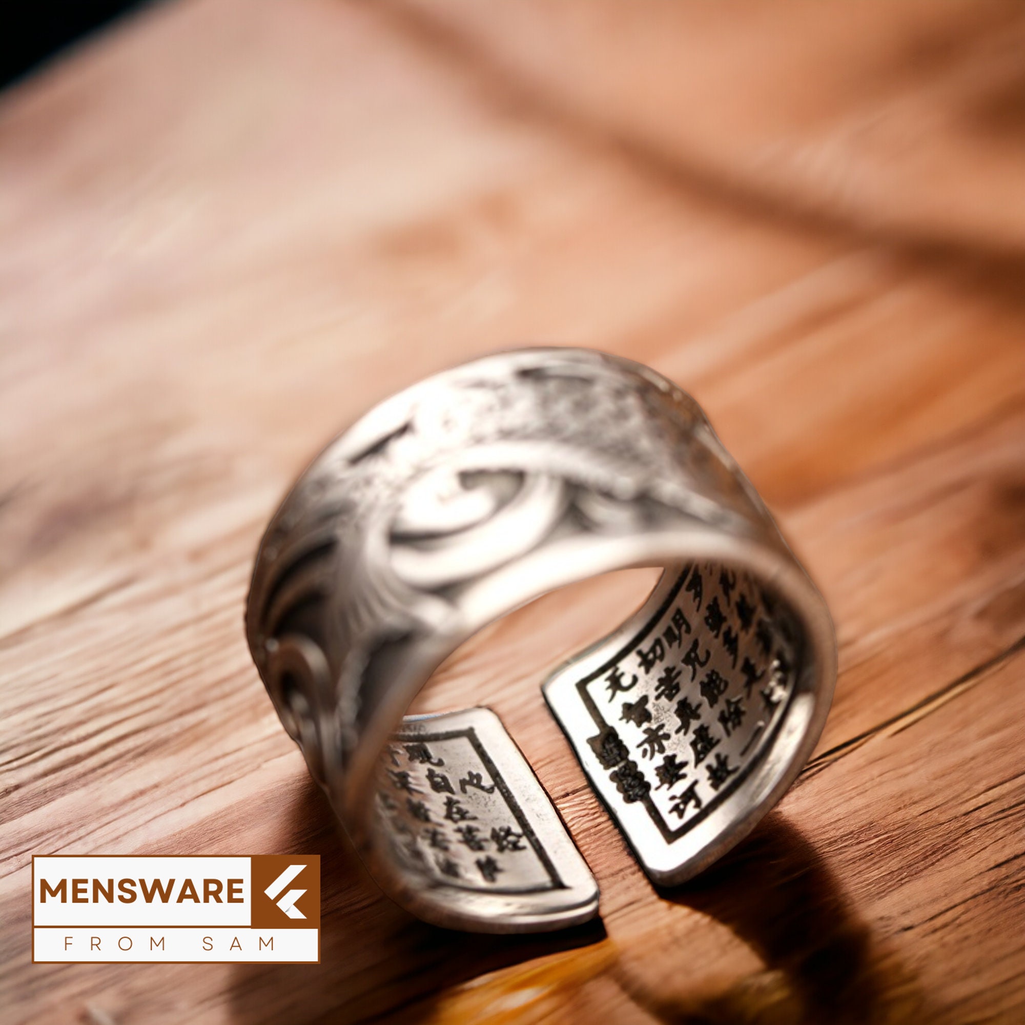 Silver Koi Fish Ring Adjustable Mens Ring Japanese Style Mens Ring ...