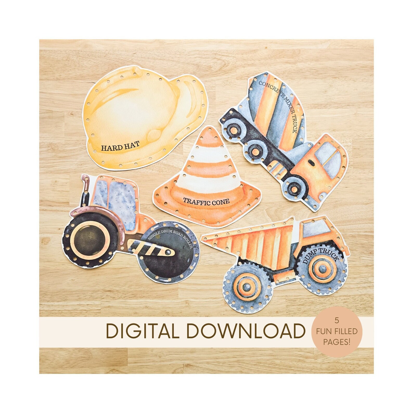 Construction Lacing Cards, Homeschool Printables, Preschool Curriculum ...