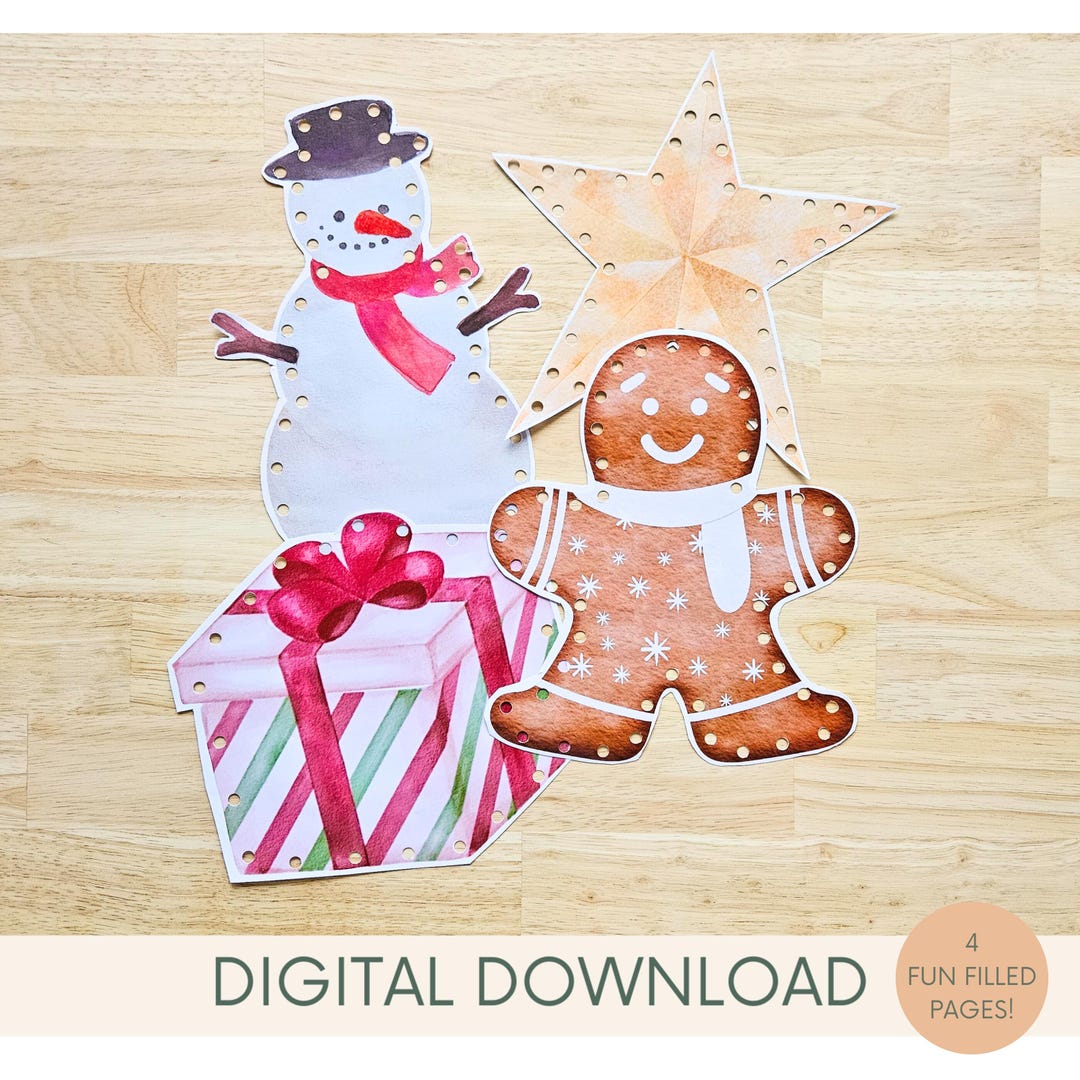 4 Christmas Lacing Cards, Homeschool Printables, Preschool Curriculum ...