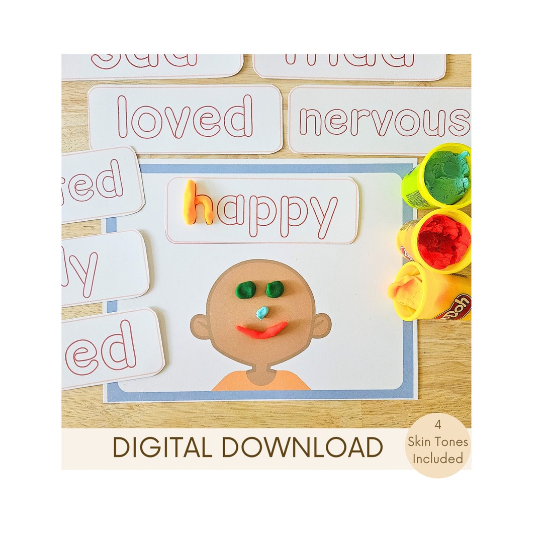 Emotions Playdough Mat, Homeschool Printables, Preschool Curriculum ...