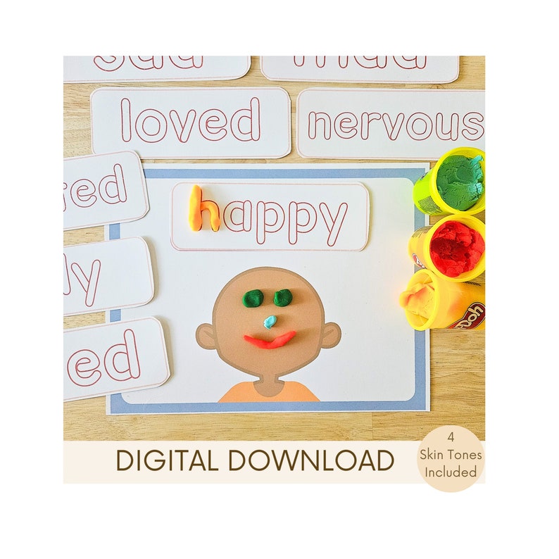 Emotions Playdough Mat, Homeschool Printables, Preschool Curriculum ...
