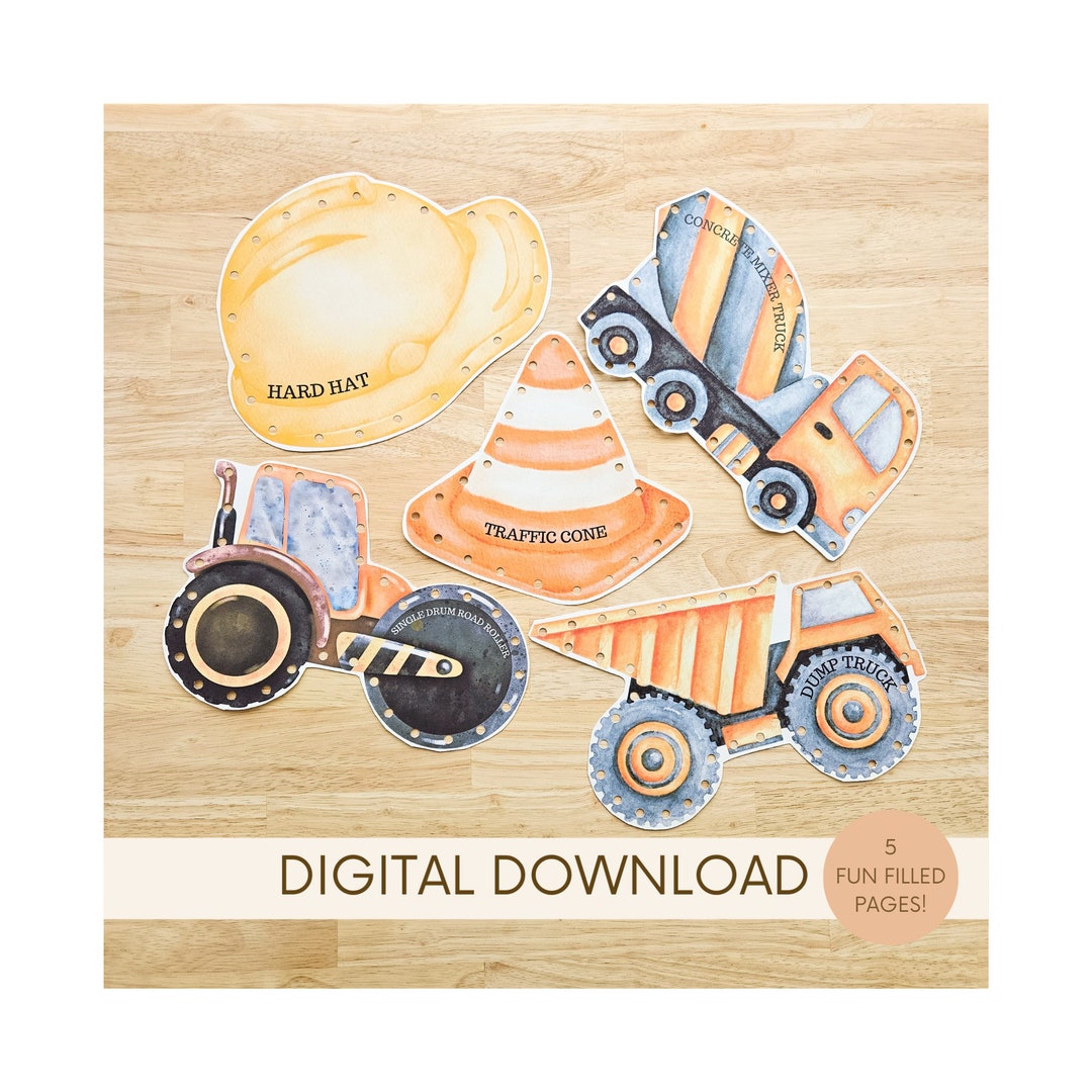 Construction Lacing Cards, Homeschool Printables, Preschool Curriculum ...