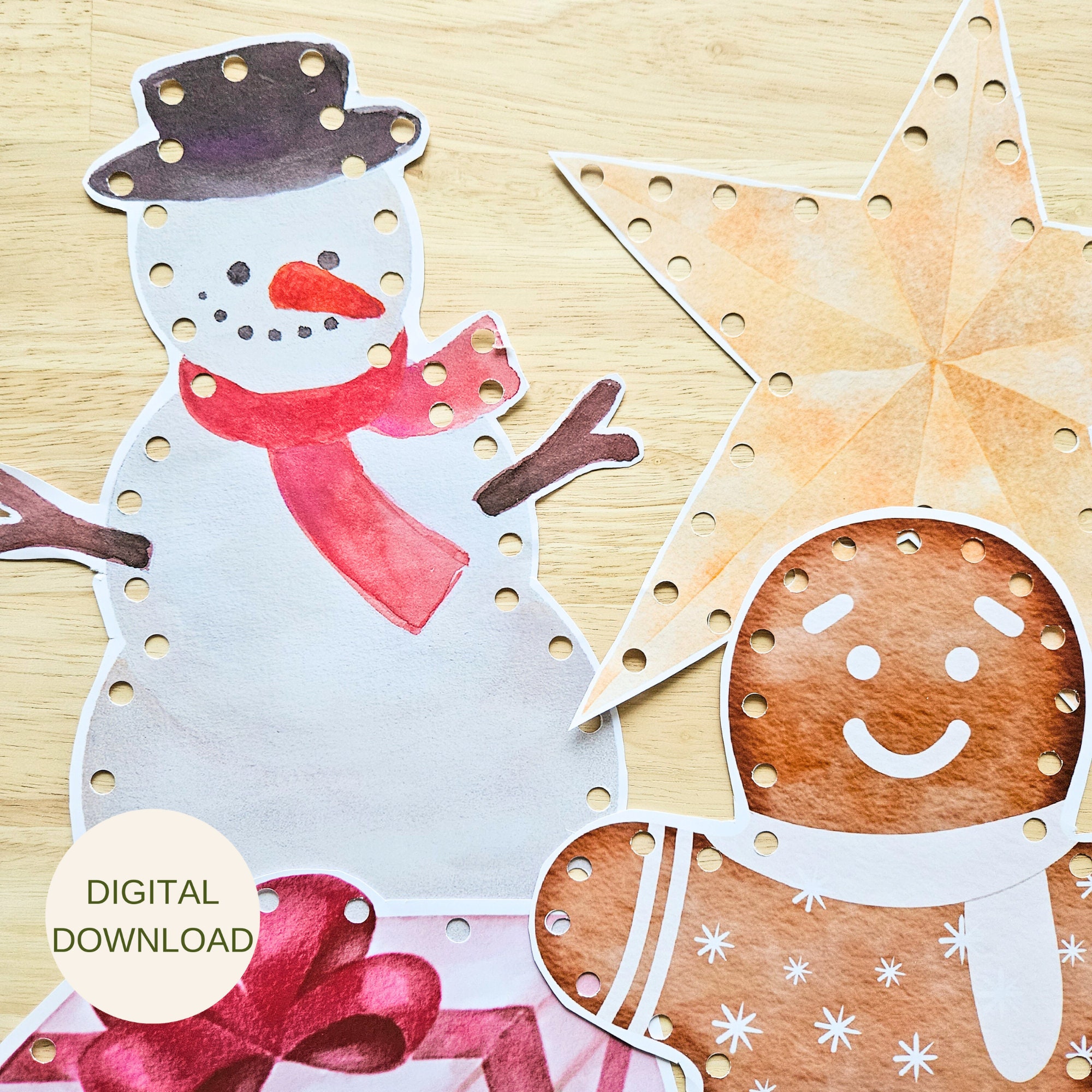 4 Christmas Lacing Cards, Homeschool Printables, Preschool Curriculum ...