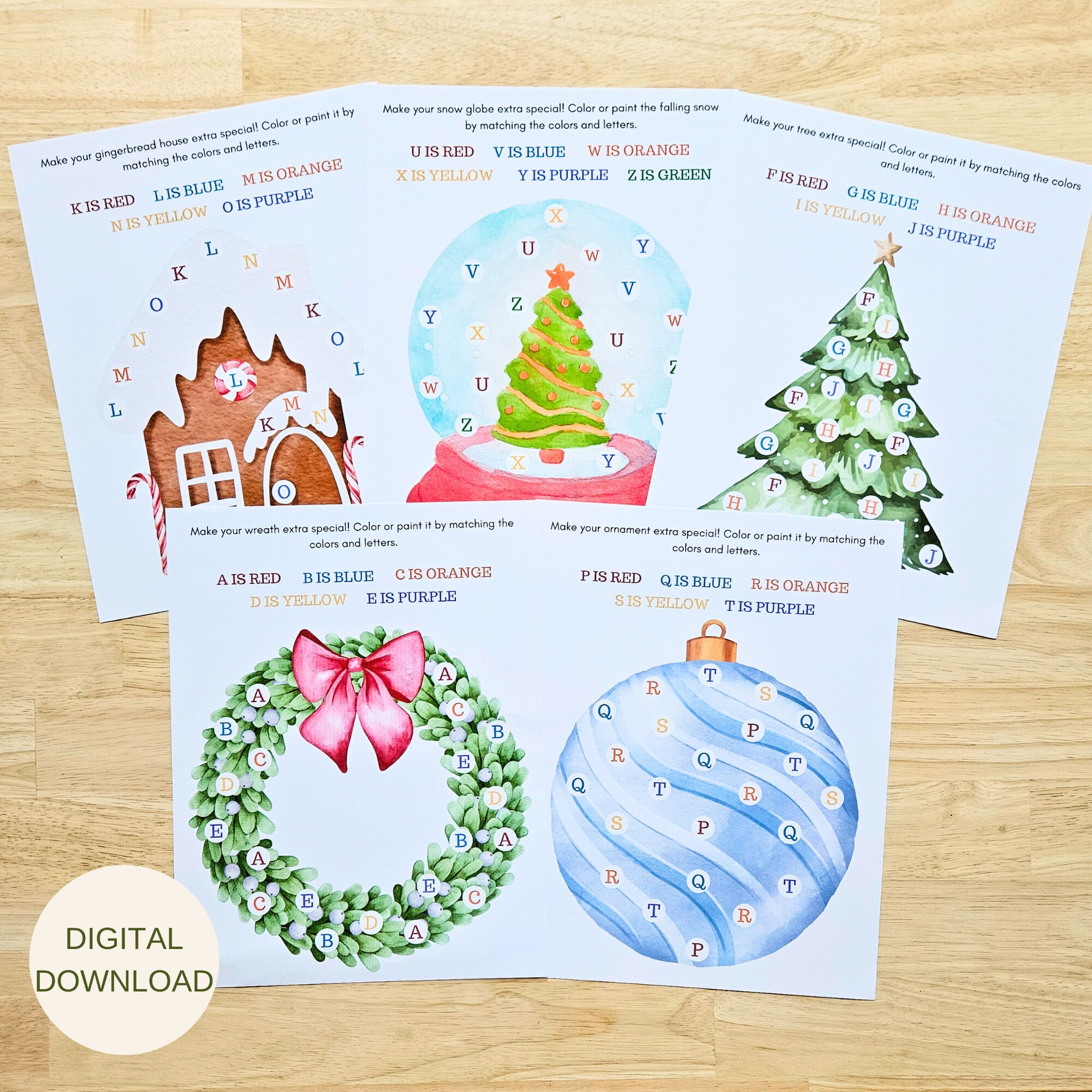 5 Christmas Alphabet Color Match, Homeschool Printables, Preschool ...