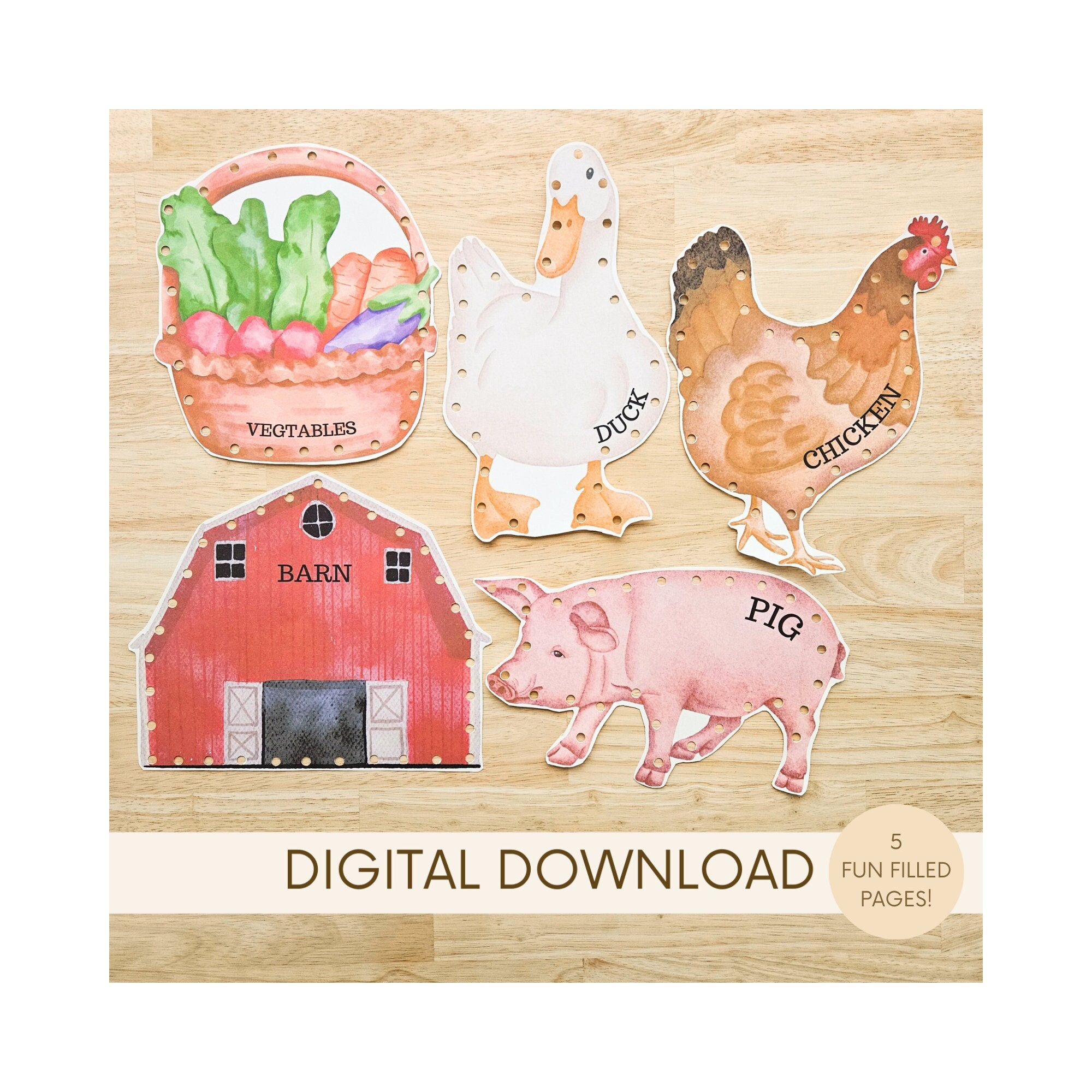 On the Farm Lacing Cards, Homeschool Printables, Preschool Curriculum ...