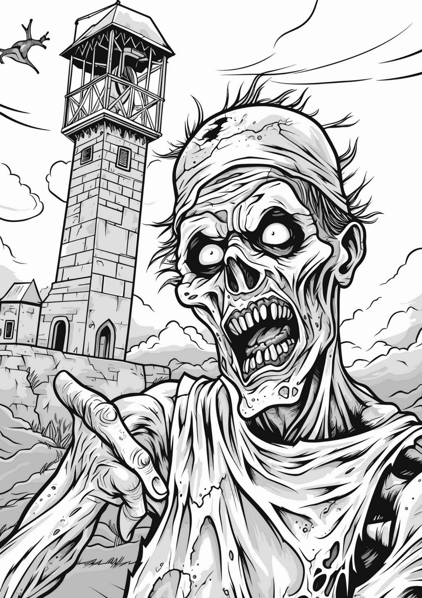 25 Halloween Zombies Coloring Book, Printable Creepy Horror Zombie ...