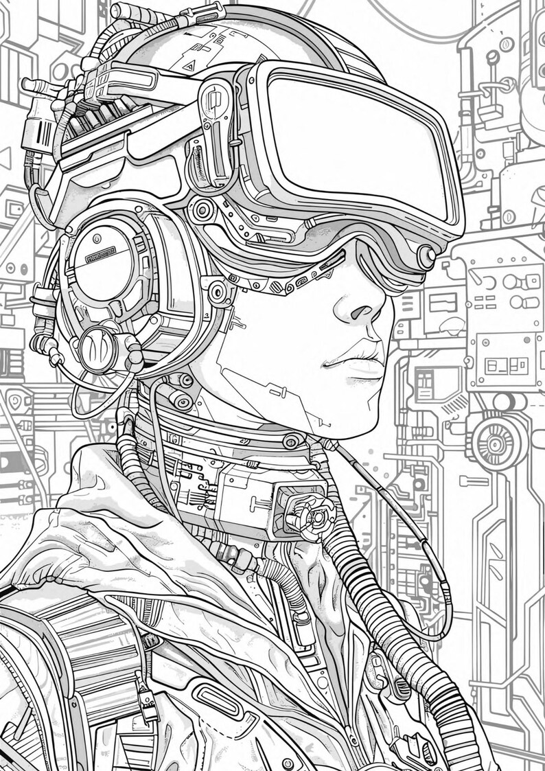 25 Sci-fi Adult, Cyberpunk Coloring Pages,for Adults Instant Download ...