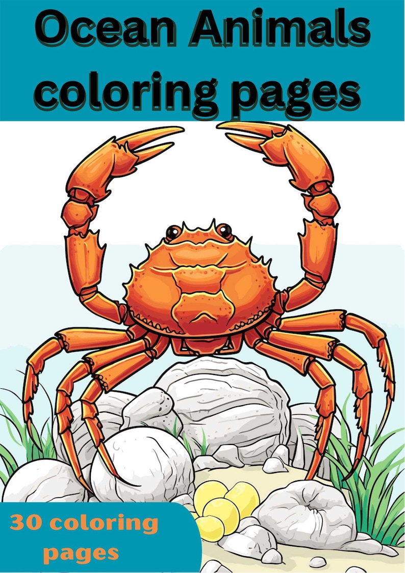 Set of 30 Sea Animal Coloring Pages, Underwater Creatures Coloring Book ...