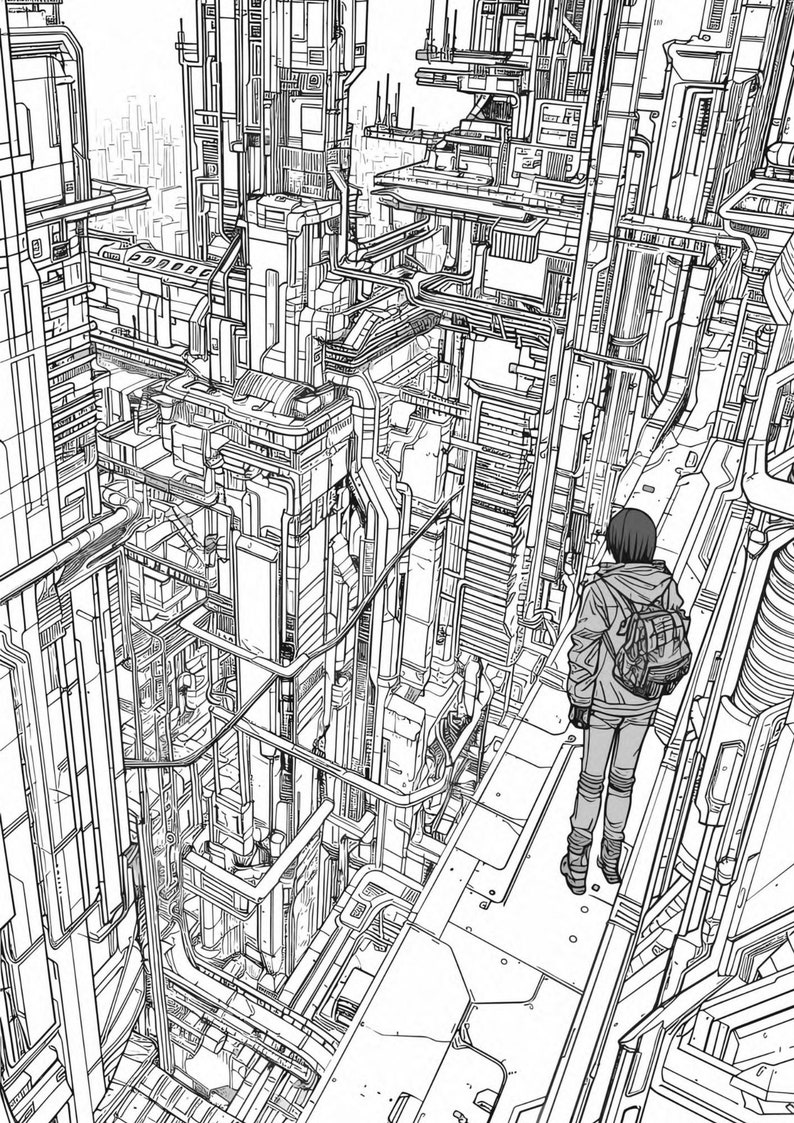 25 Sci-fi Adult, Cyberpunk Coloring Pages,for Adults Instant Download ...