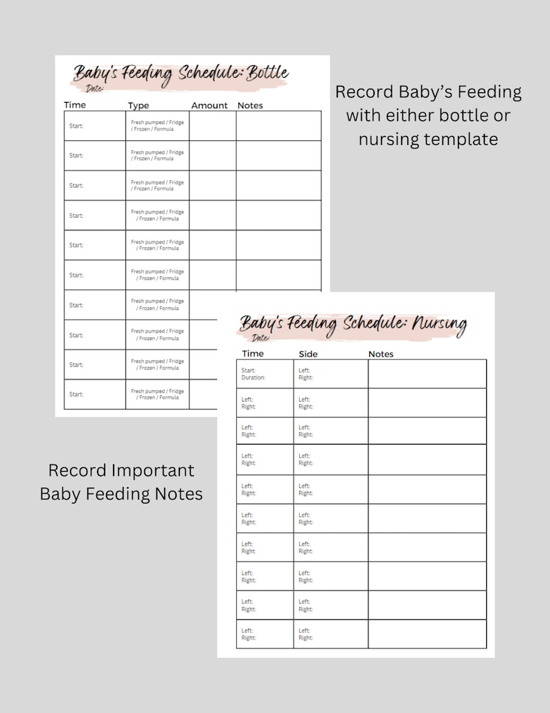 Breastfeeding and Pumping Log WITH Example Schedules & BONUS - Etsy