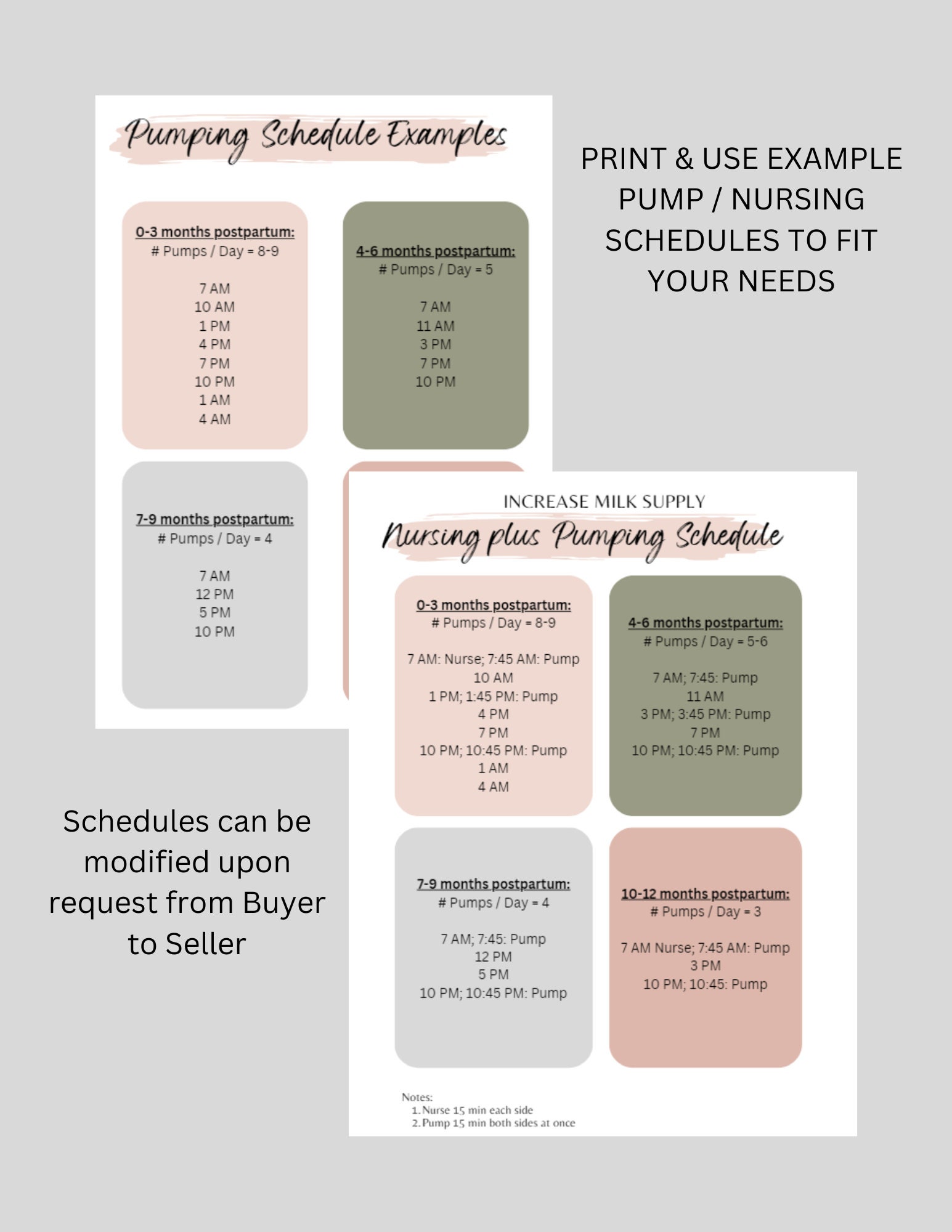 Breastfeeding and Pumping Log WITH Example Schedules & BONUS - Etsy
