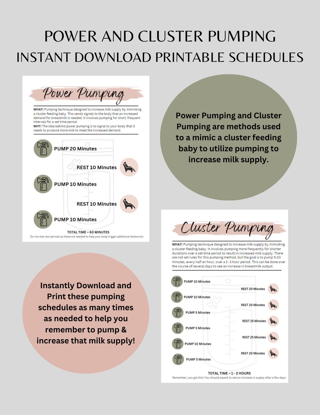 Power Pumping Template, Cluster Pumping Template, Pumping Milk ...