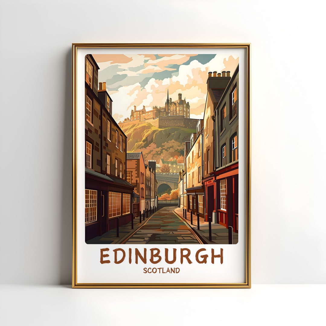 Edinburgh Cityscape Print, European City Art Wall Hanging, Home Decor ...