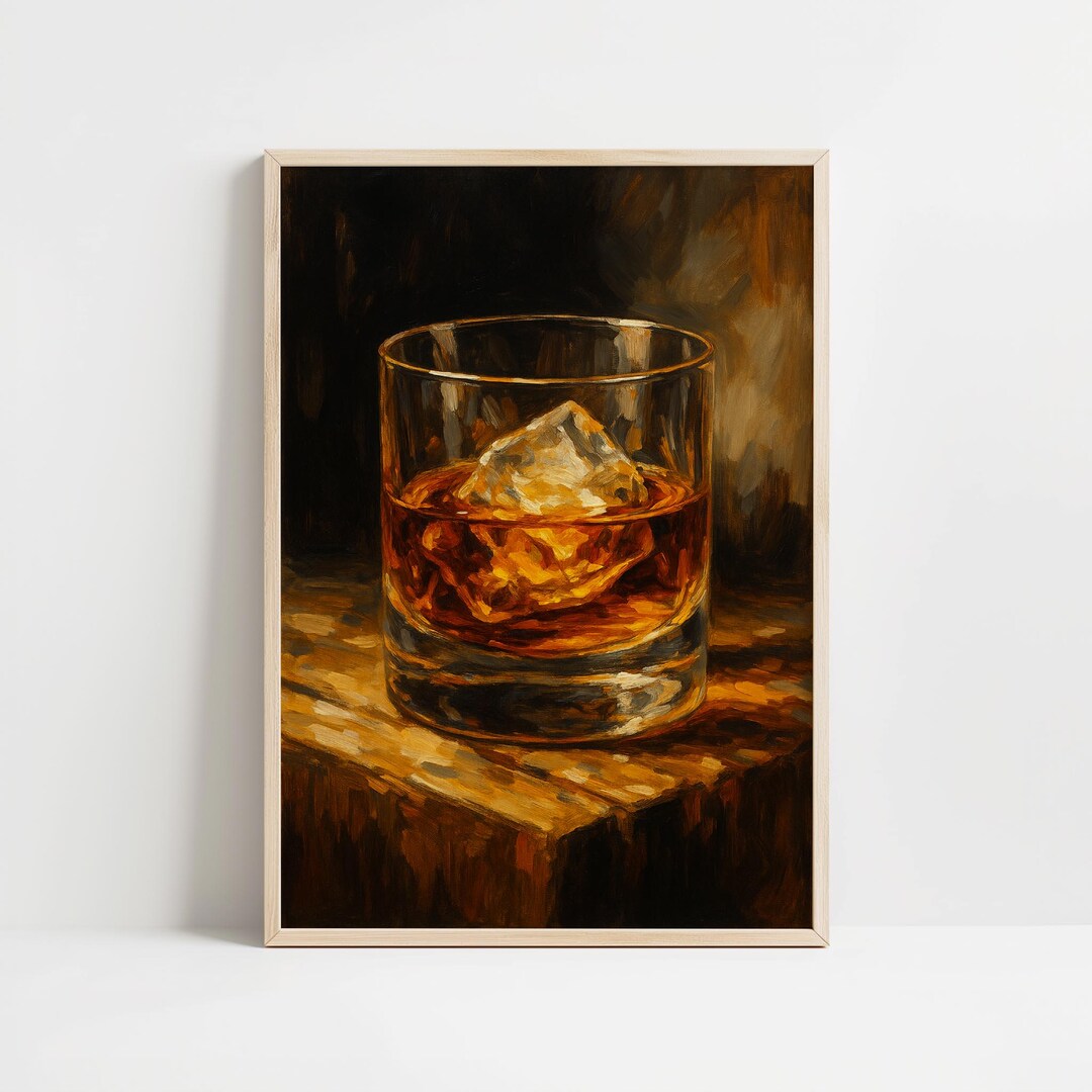 Whiskey Still Life Art Print: Moody Home Bar Decor (digital Download ...