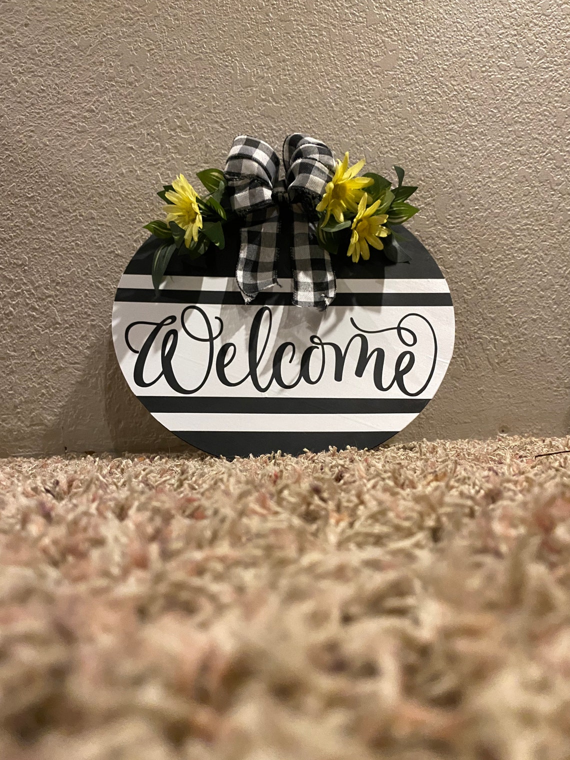 Customizable Handmade Welcome Sign: Black and White Decor - Etsy