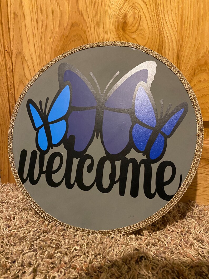 Hand-painted Butterfly Welcome Sign Unique Front Porch Decor Two Size ...