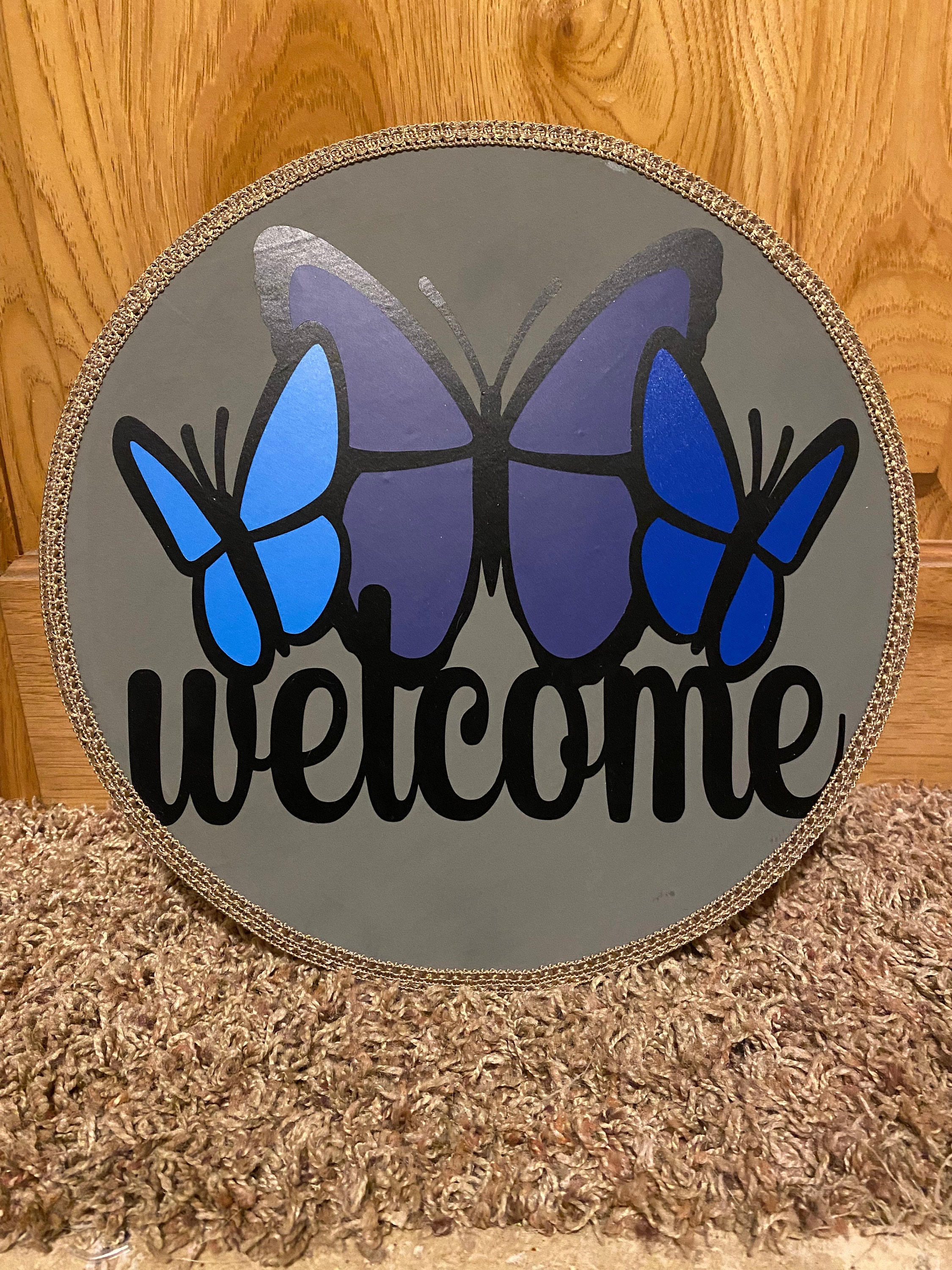 Hand-painted Butterfly Welcome Sign Unique Front Porch Decor Two Size ...