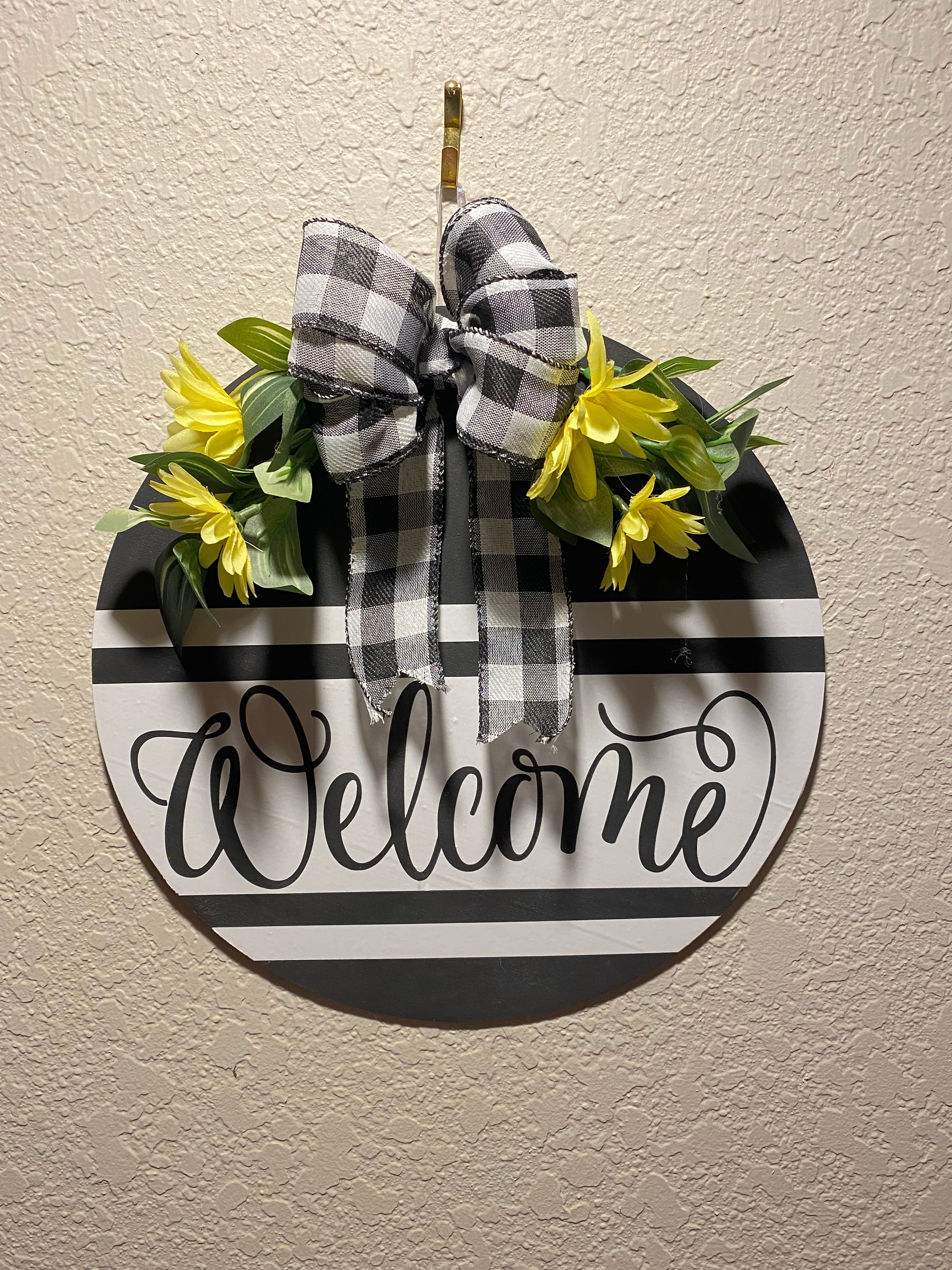 Customizable Handmade Welcome Sign: Black and White Decor - Etsy