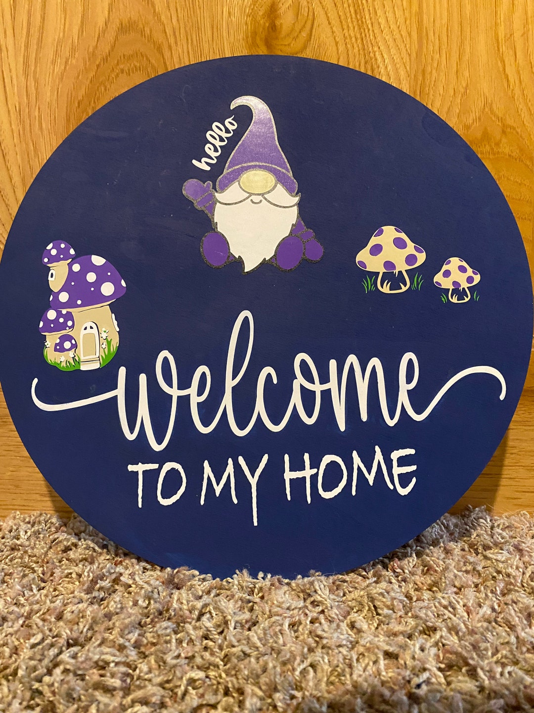 Handcrafted Gnome Welcome Sign 2 Sizes: 12 or 18 in Custom Colors ...