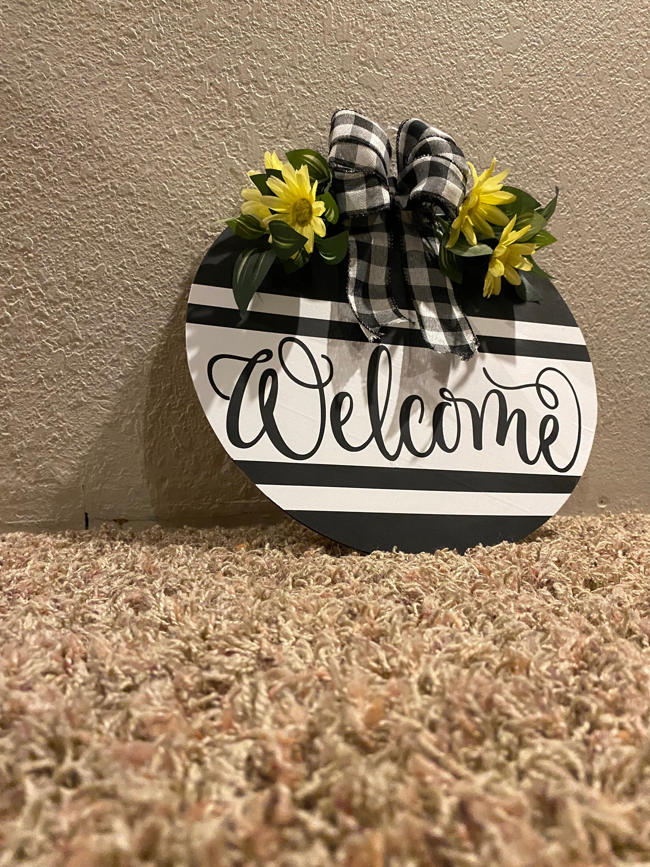 Customizable Handmade Welcome Sign: Black and White Decor - Etsy