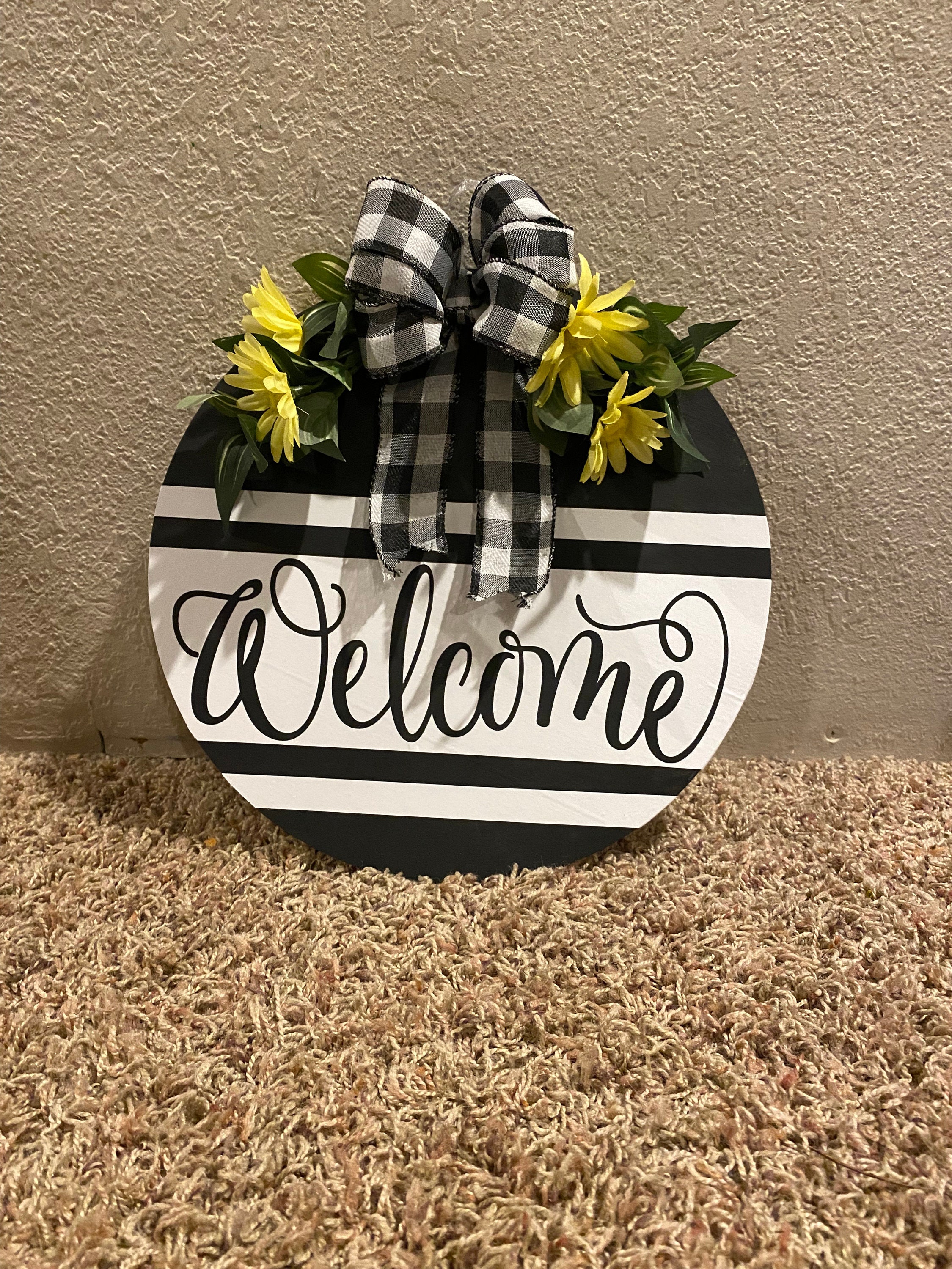 Customizable Handmade Welcome Sign: Black and White Decor - Etsy