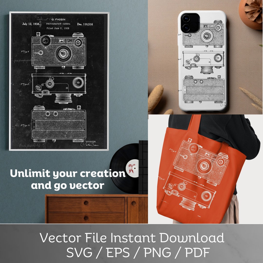 Vintage Argus C Camera Retro Patent Drawings Vector SVG File for Art ...