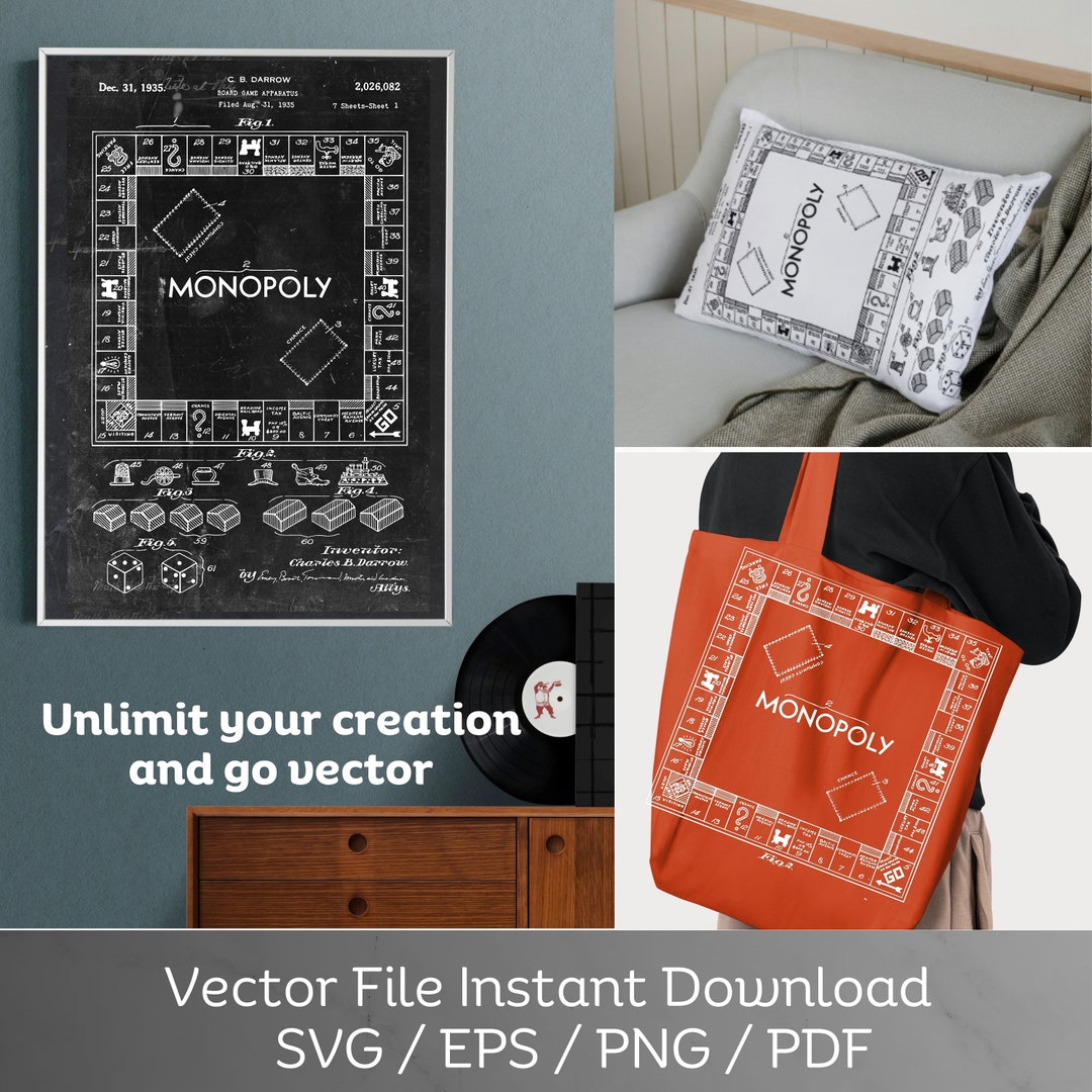 Vintage Board Game Monopoly Retro Patent Drawings Vector SVG File for ...