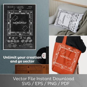 Vintage Board Game Monopoly Retro Patent Drawings Vector SVG File for ...