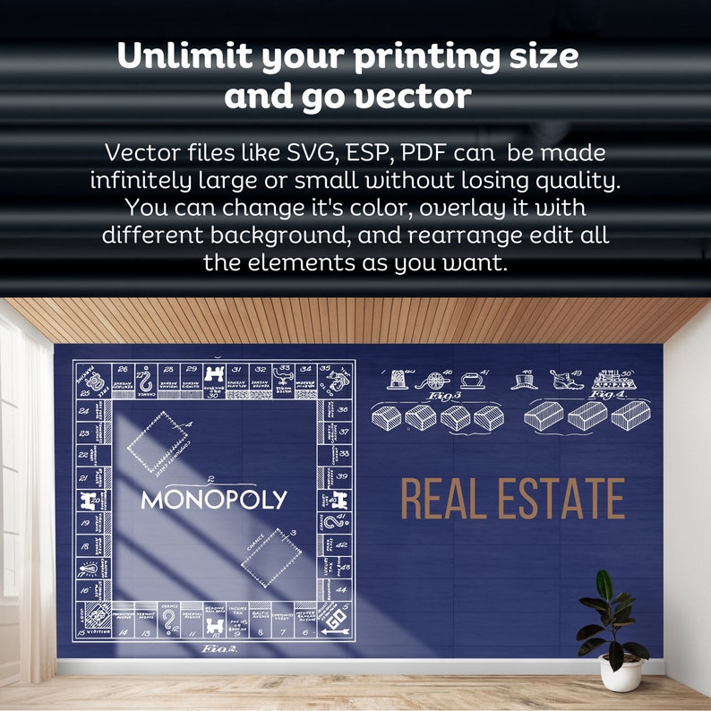 Vintage Board Game Monopoly Retro Patent Drawings Vector SVG File for ...