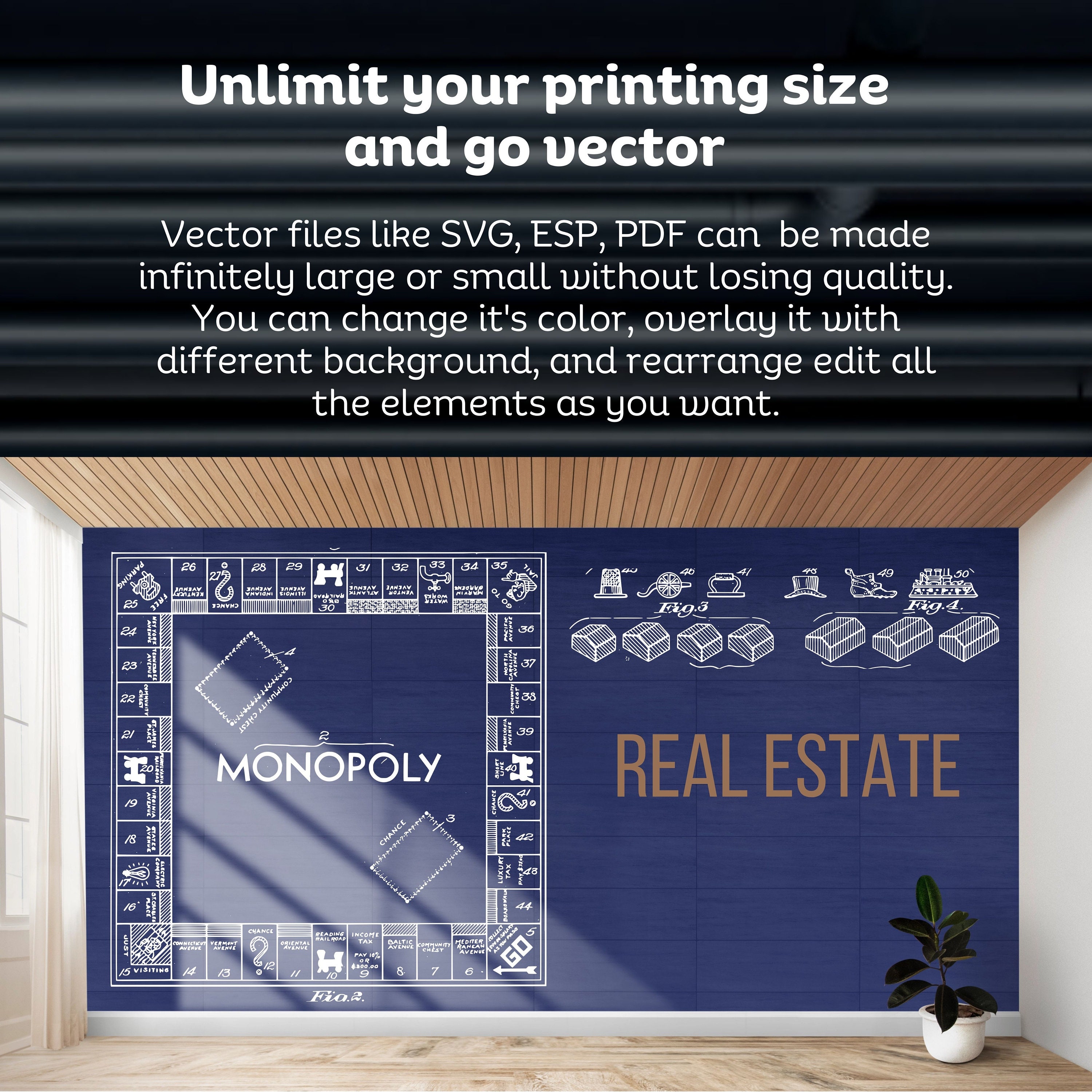 Vintage Board Game Monopoly Retro Patent Drawings Vector SVG File for ...