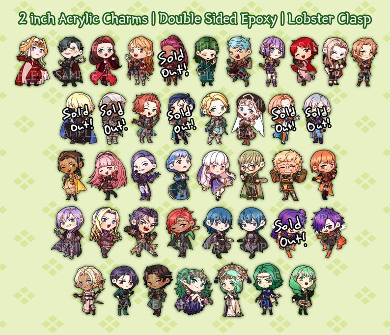 CLEARANCE! Fire Emblem Three Houses Acrylic Charms - Etsy