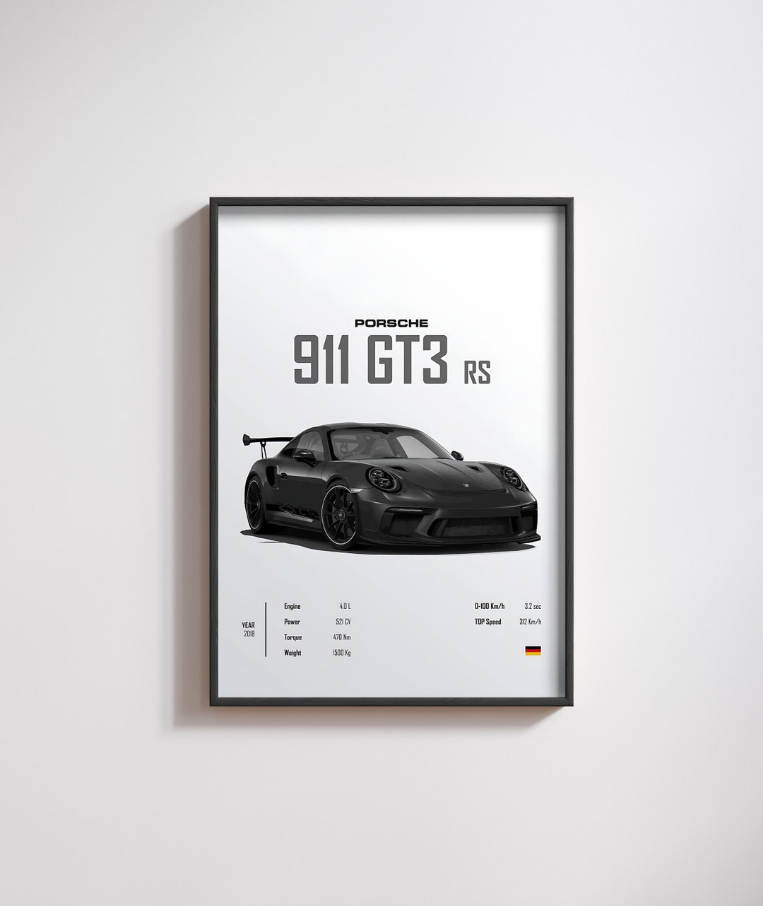 Porsche 911 GT3 RS Spec Poster GT3 RS 992 991 911 Car Poster Framed A4 ...