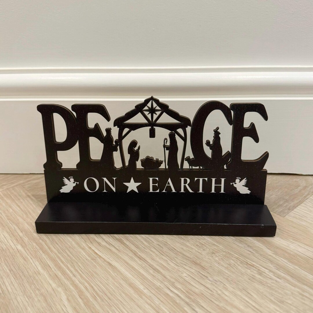 Wooden Peace Nativity Scene Mary and Joseph, Jesus, Christmas Nativity ...