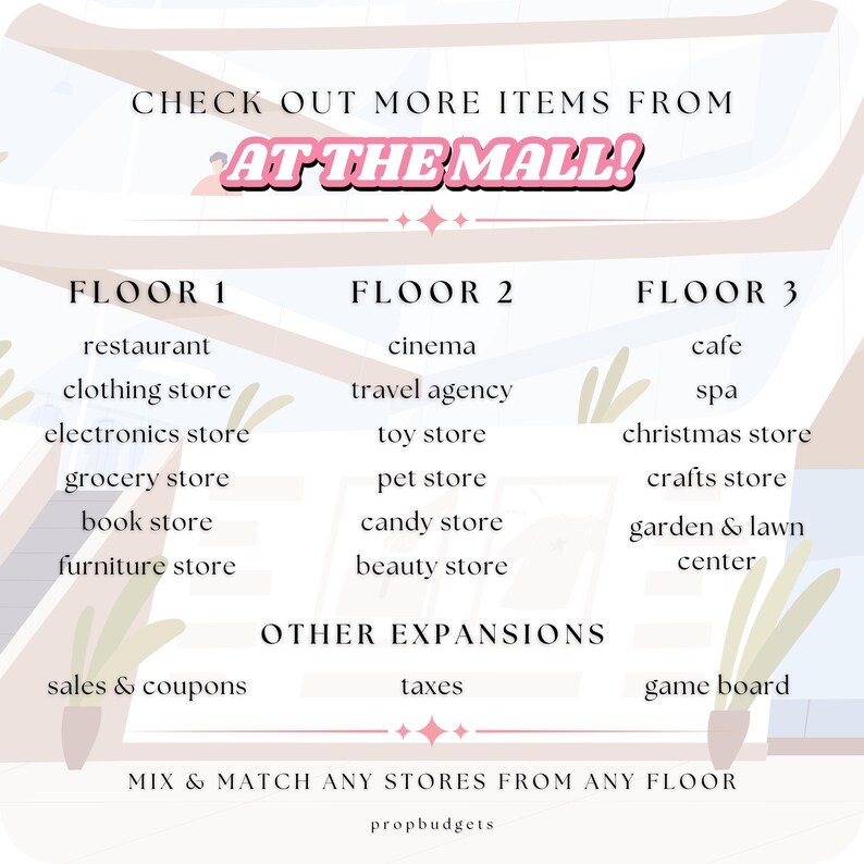 At the Mall Savings Game Expansion (floor 1 - Book Store) - Printable ...
