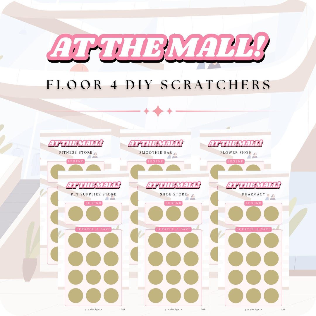 DIY Scratch off Savings Challenge: at the Mall Game - Floor 4 (A6 ...