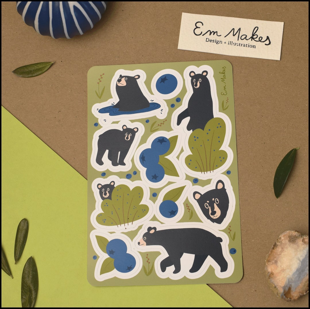 Hoja de calcomanías de osos y arándanos // Hoja de calcomanías de osos ...