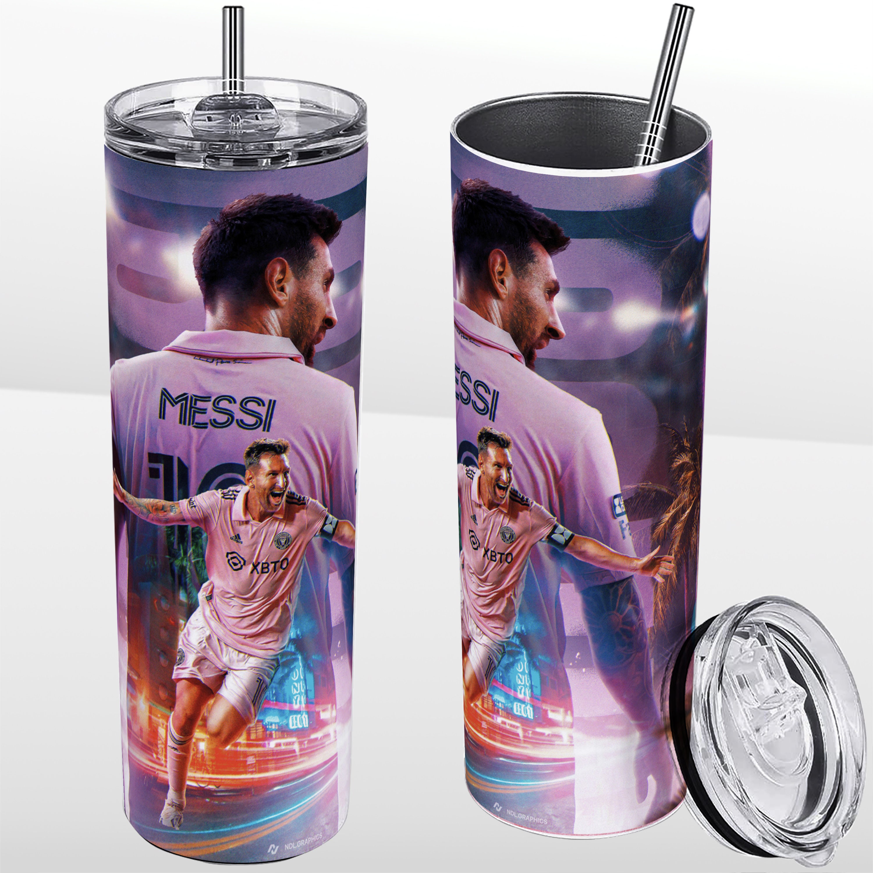 Lionel Messi 20oz Skinny Tumbler Wrap Design Sublimation, Miami 20oz ...