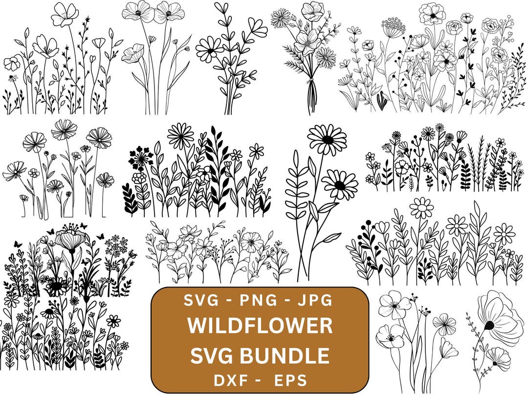 Wildflower Svg Bundle,minimalist Flower Bouquet,floral Svg,wildflower ...