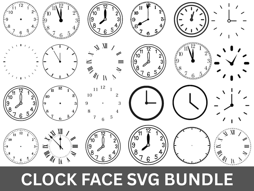 CLOCK FACE SVG Bundle,roman Numeral Clock,clock Face Cricut Cut File ...