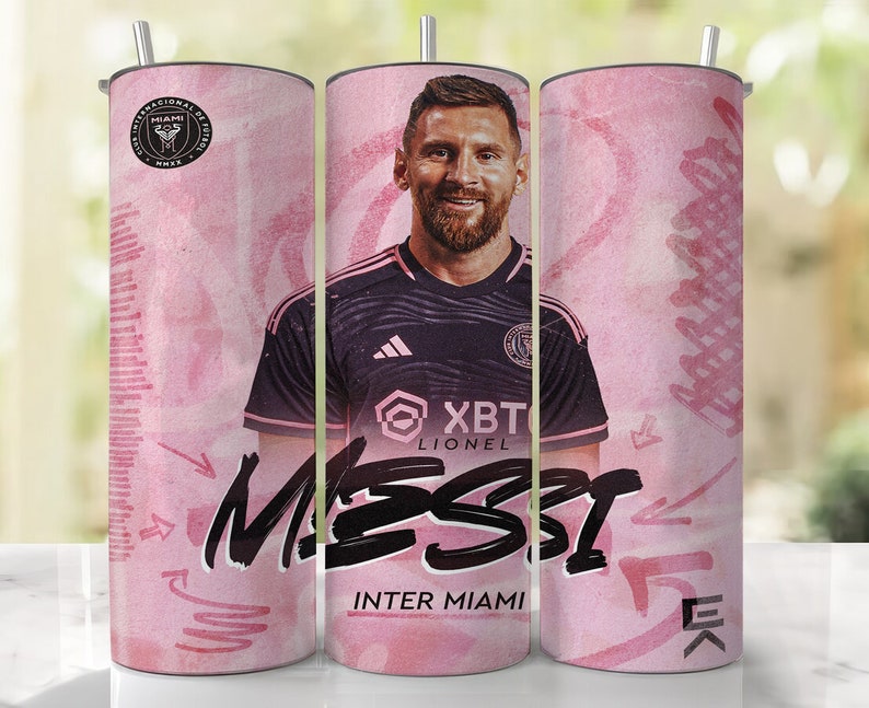 Lionel Messi 20oz Skinny Tumbler Wrap Design Sublimation, Miami 20oz ...