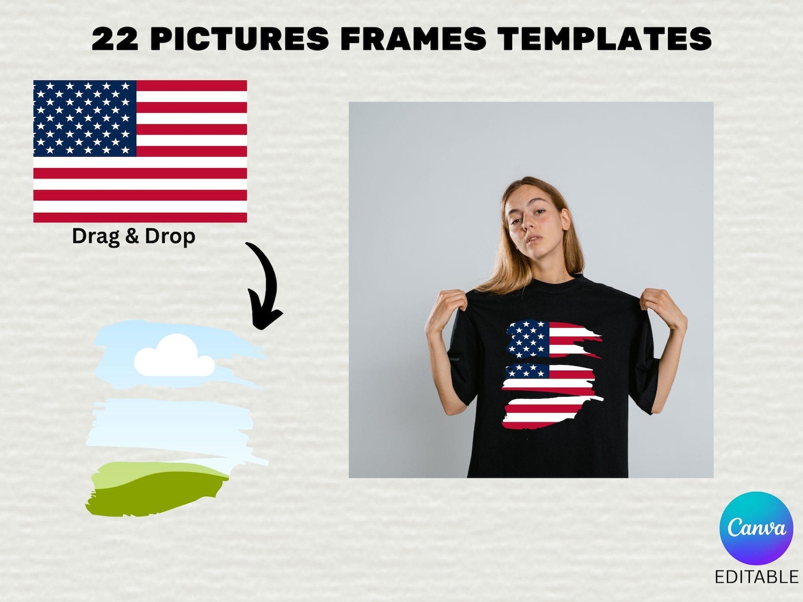 Fill Your Own Picture Frame Template and Aadd Text,canva Drag and Drop ...