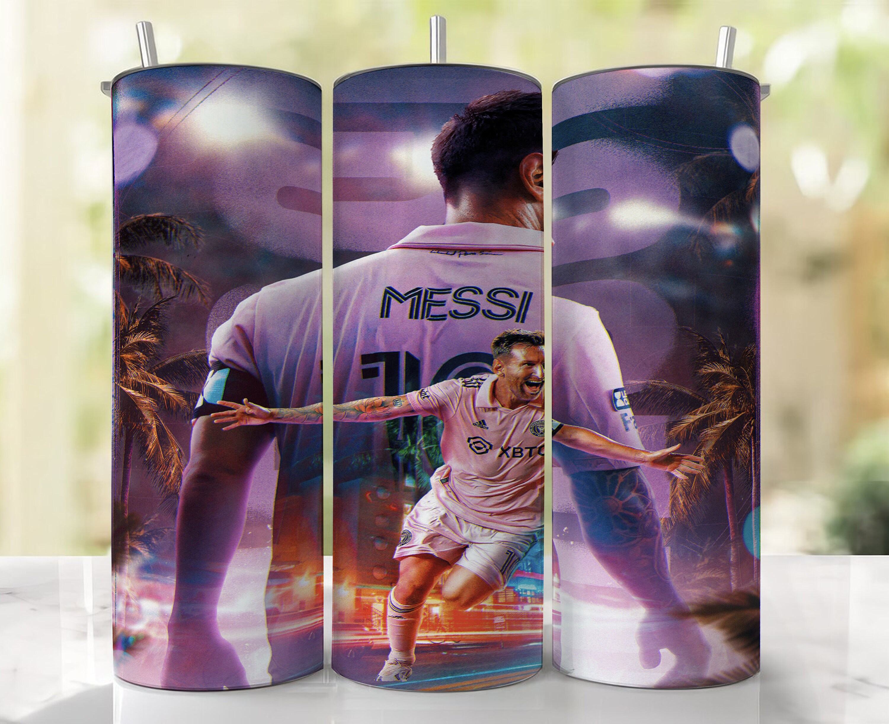 Lionel Messi 20oz Skinny Tumbler Wrap Design Sublimation, Miami 20oz ...