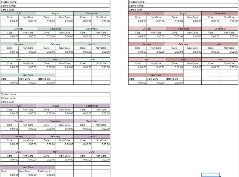 Three Student Homeschool Hour Log - Etsy