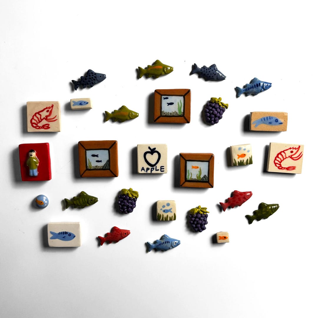 Ceramic Fridge Magnets - Fish Ceramic Magnets - Shrimp Magnets - Tiny ...