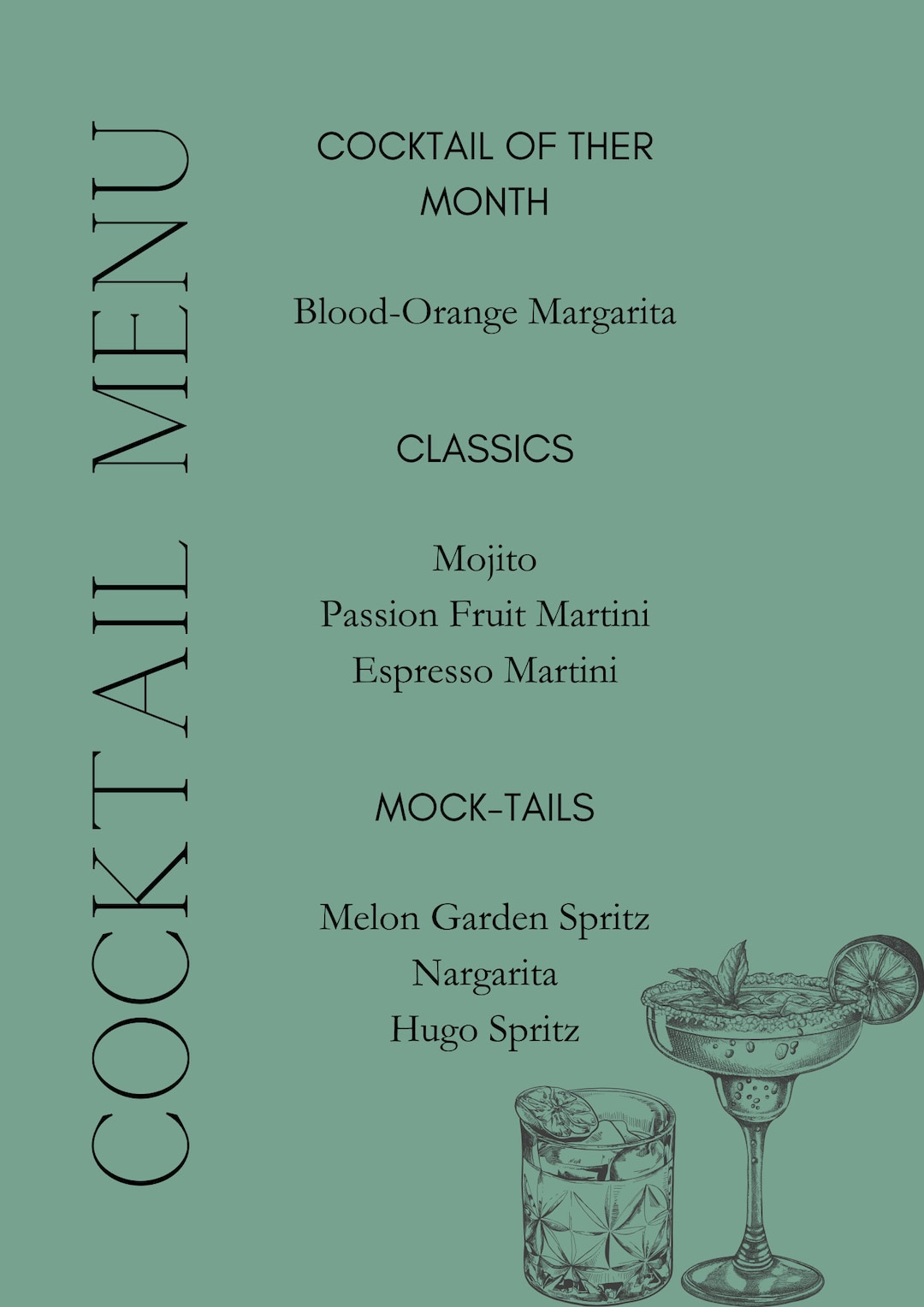 Digital Cocktail Menu | Editable on Canva | Printable - Etsy