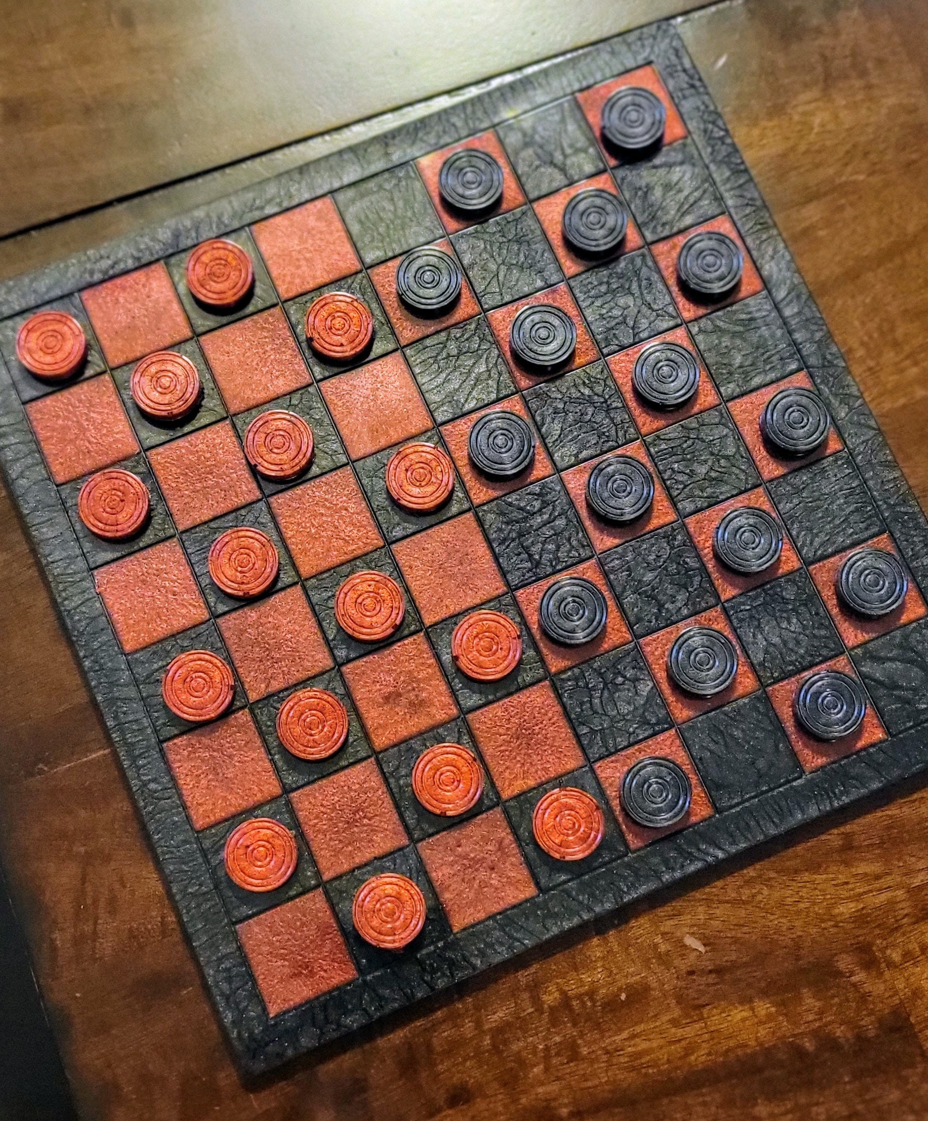 Custom Chess/checkers Resin Game Board With Pieces - Etsy
