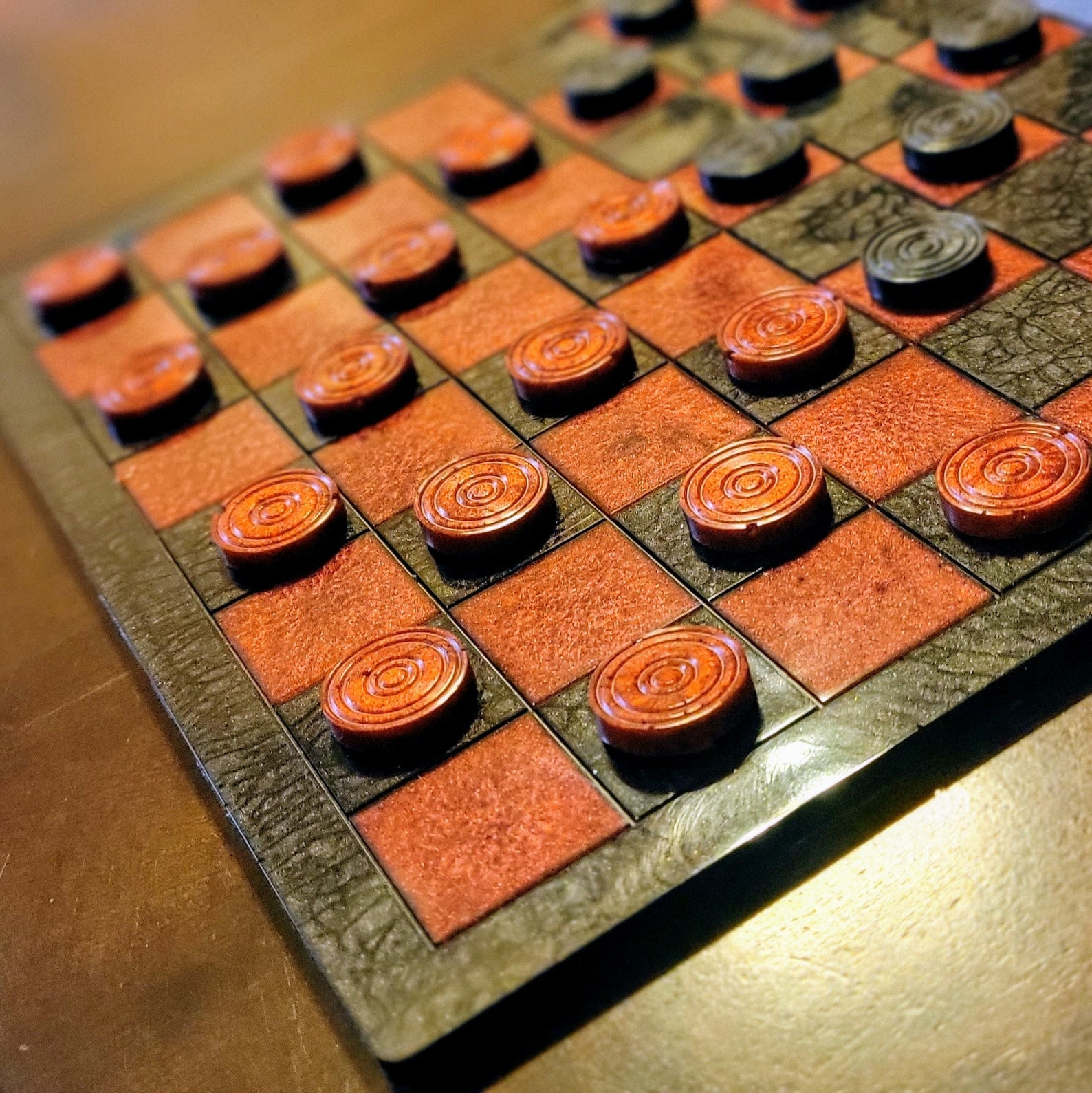 Custom Chess/checkers Resin Game Board With Pieces - Etsy