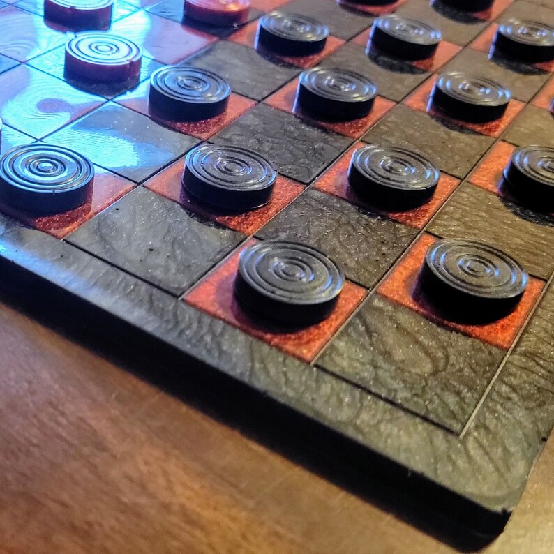 Custom Chess/checkers Resin Game Board With Pieces - Etsy