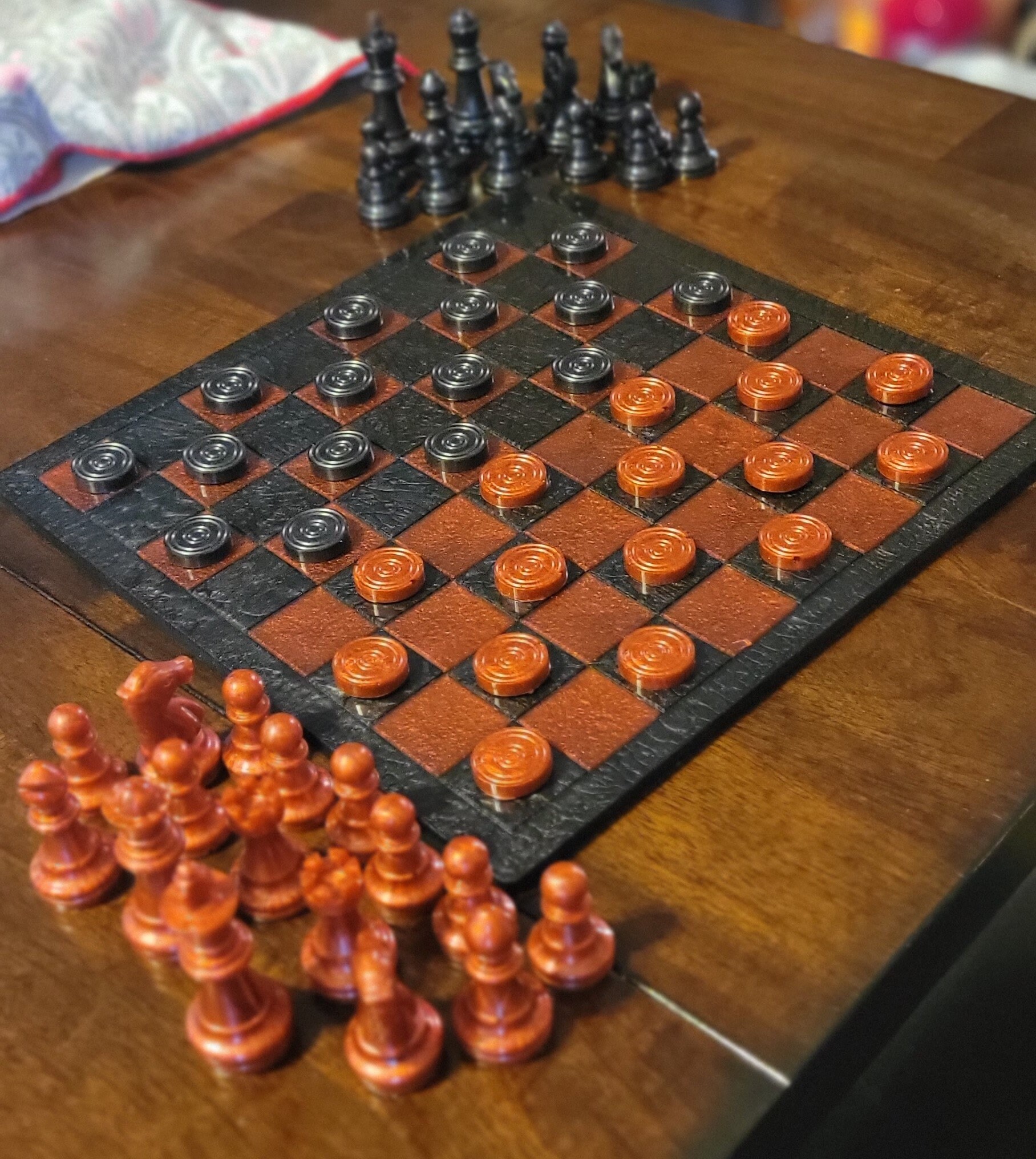 Custom Chess/checkers Resin Game Board With Pieces - Etsy