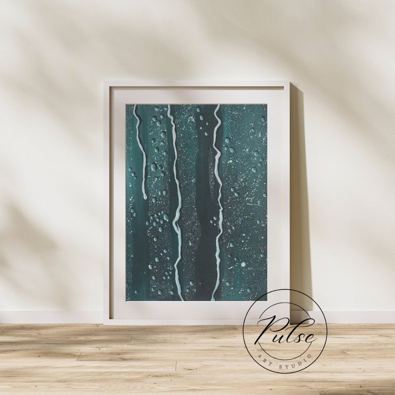 Abstract Rain Painting, Original Acrylic Wall Art, Moody Raindrops ...